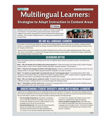 Multilingual Learners: Strategies to Adapt Instruction in Content Areas ...