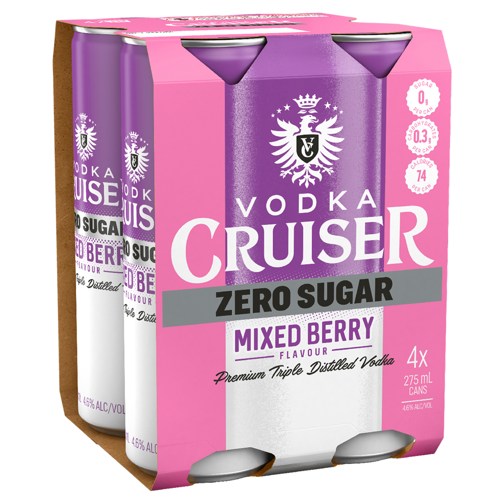 Vodka Cruiser Free Mixed Berry 275mL Cans 24 Pack - Club Connect