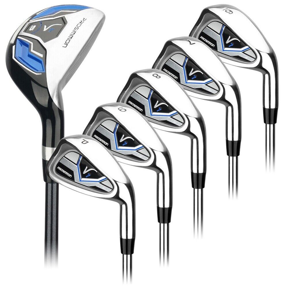 Prosimmon Golf V7 Iron Set (Steel Shafts) + Hybrid (Graphite), Mens ...