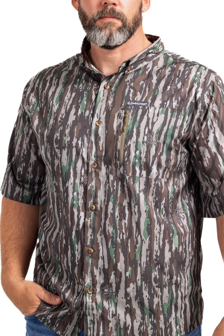 Realtree Button Down Short Sleeve Men's Poly Shirt | Original