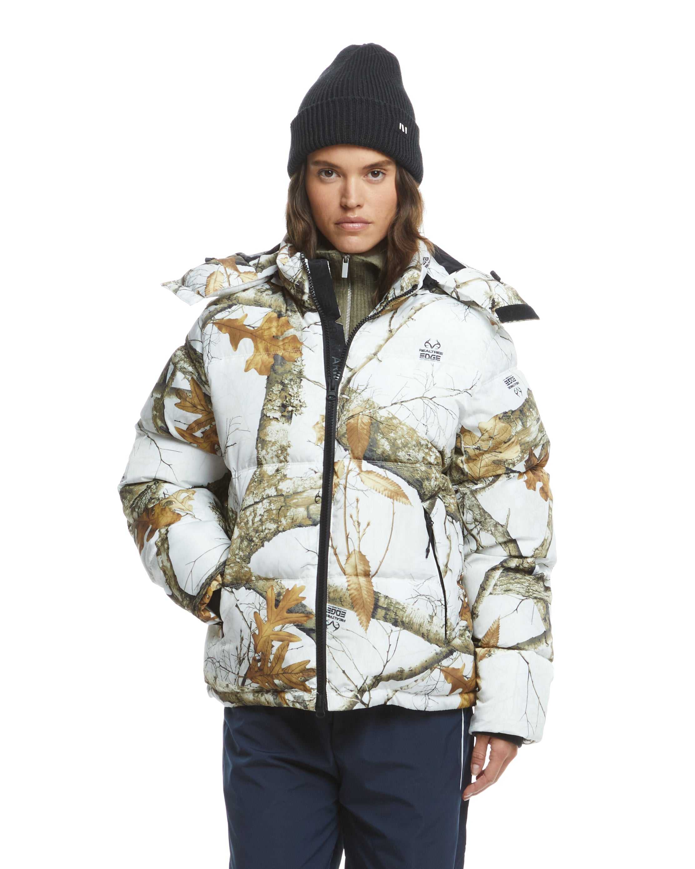 The Very Warm Hooded Puffer Snow Camo Unisex Jacket | Realtree EDGE Colors