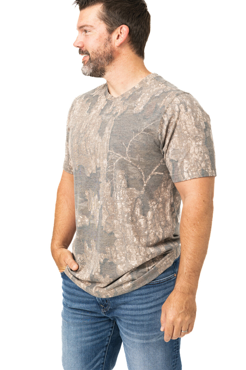 Realtree Tri Blend Short Sleeve Men's Crew Neck Shirt | Timber