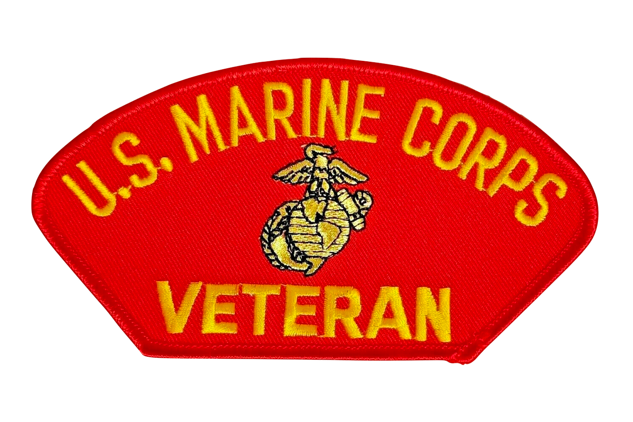 US Marine Corps Veteran Iron on Red Hat Patch - Military Depot
