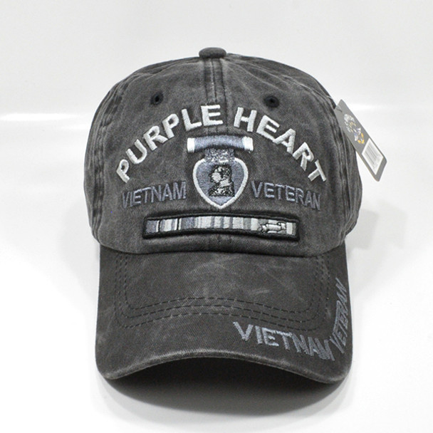 Purple Heart Vietnam Veteran Subdued Cotton Washed Cap - Military Depot