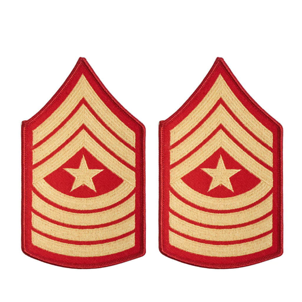 U.S. Marine Corps Sergeant Major E-9 Chevron Patch - Gold on Red for ...