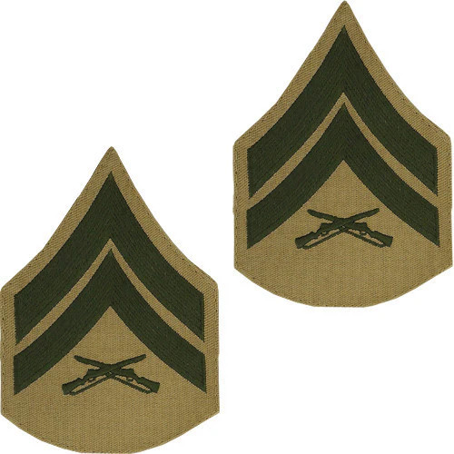 U.S. Marine Corps Corporal E-4 Chevron Patch - Green on Khaki for Male ...