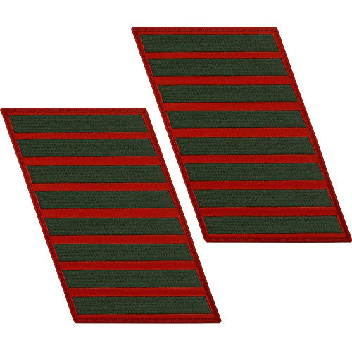 USMC Green on Red 8 Stripe Service Stripes – Large Pair
