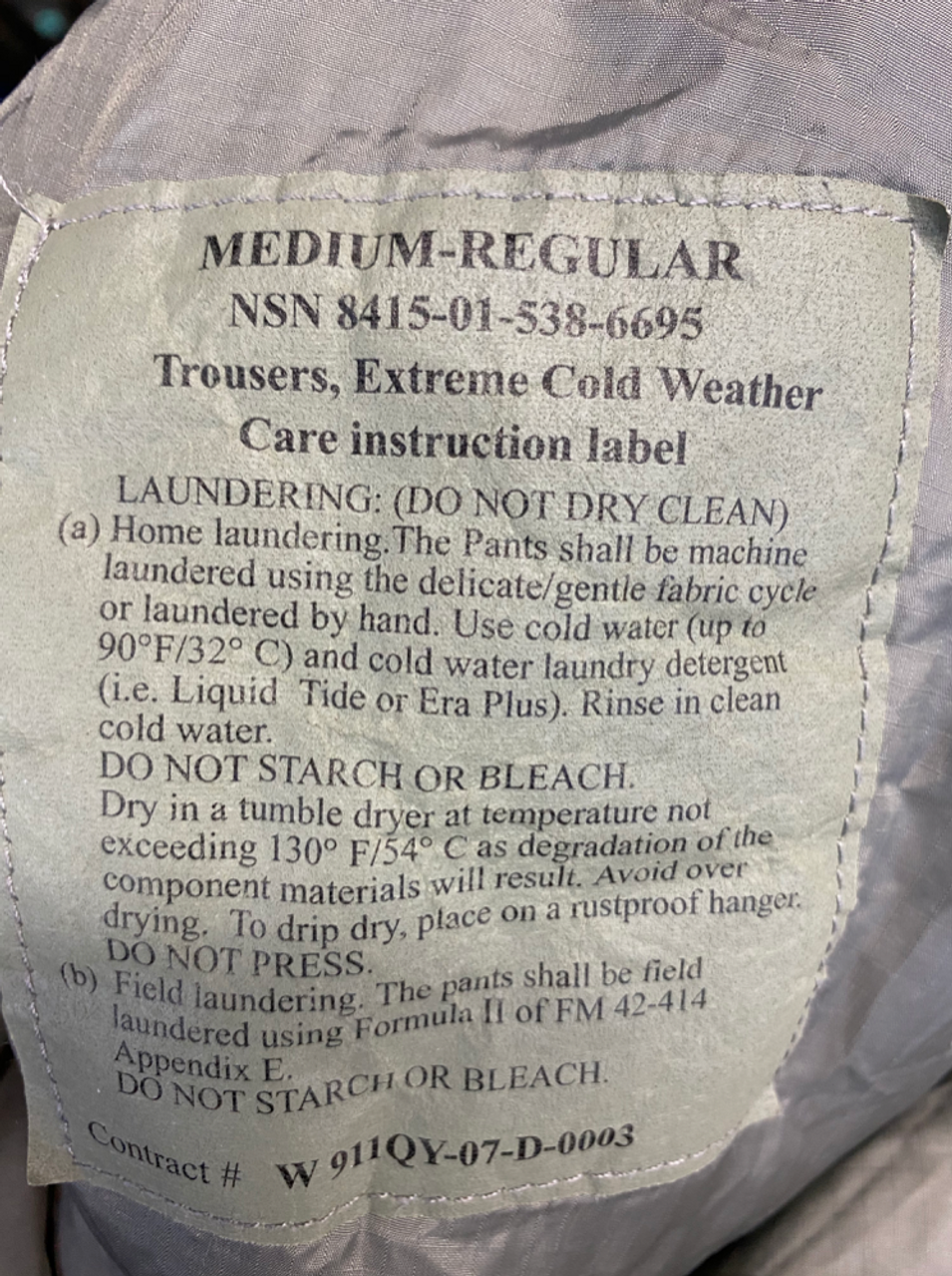 U.S. Military ECWCS Level 7 Pants – Extreme Cold Weather Gear
