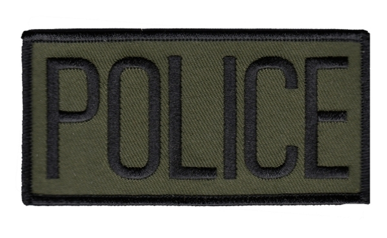 Black on Green Embroidered Police Patch 4x2" | Tactical Uniform Patch