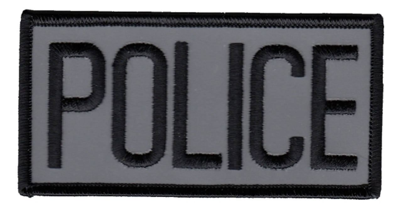 Black on Reflective Embroidered Police Patch 4x2" | High Visibility ...