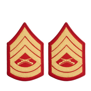 U.S. Marine Corps Gunnery Sergeant E-7 Chevron Patch - Gold on Red for ...