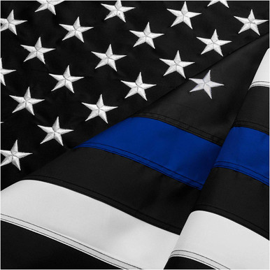 THIN BLUE LINE FLAG - 3'x5' APPLIQUE/EMBROIDERED - Military Depot