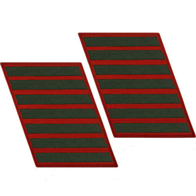 USMC 7 Stripe Green on Red Service Stripes – Large (Pair)