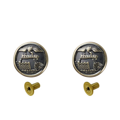 US Army AGSU Engineer Screw Cap Buttons – Pair | Service Cap Buttons