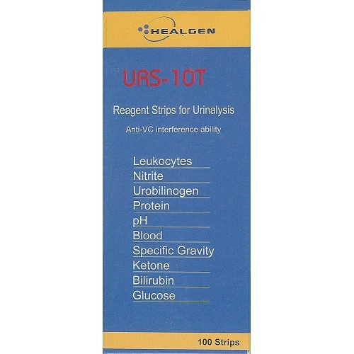 URS 10 Panel Urine Reagent Strips from Healgen Scientific, 100/Bottle