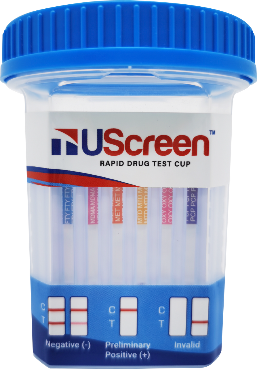 Uscreen® 19 Panel Drug Test Cup With Adulterants 4 Sided 25box