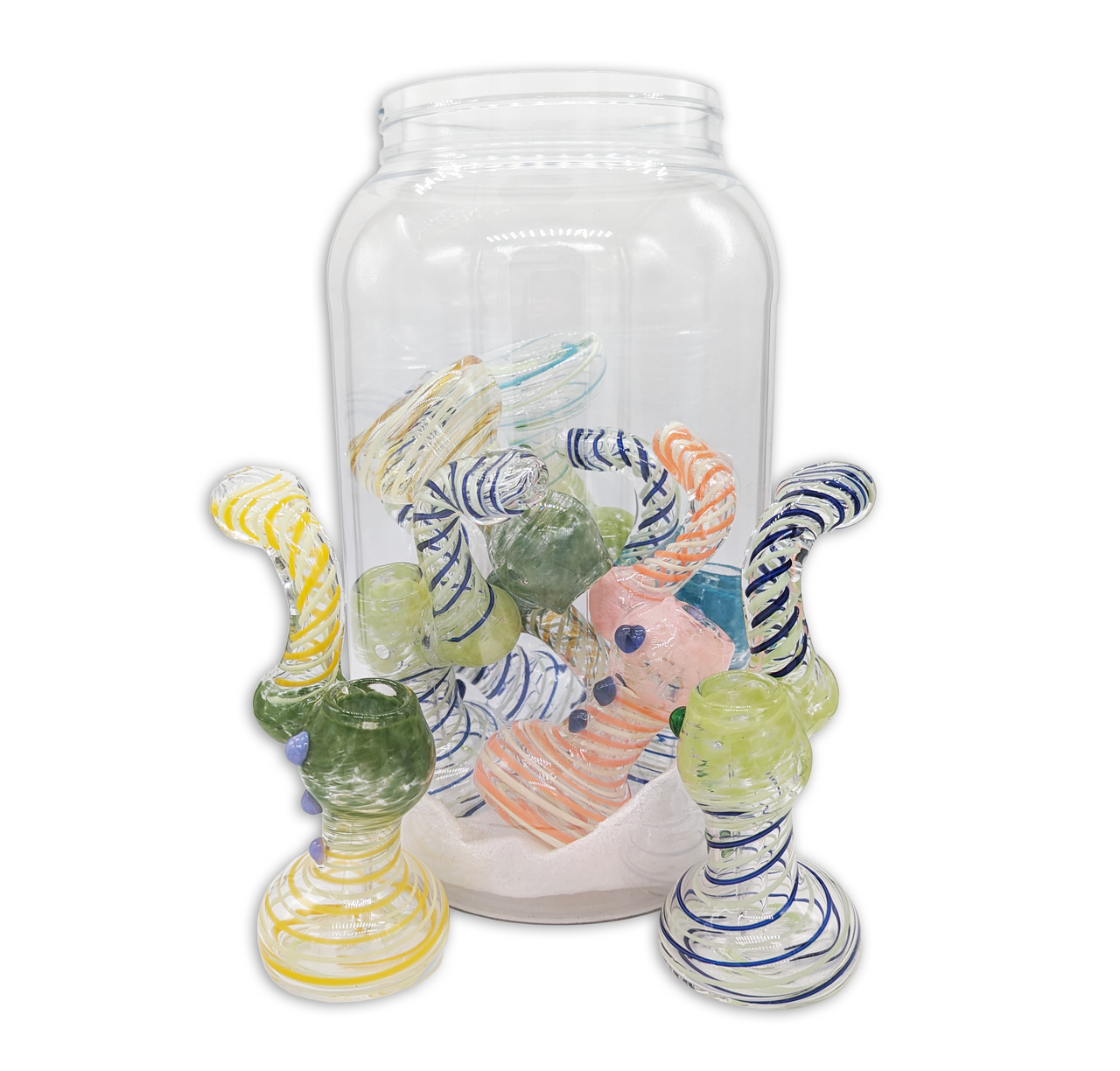 LINEWORK AND FRIT BUBBLER JAR DISPLAY - 8CT [JAR8]