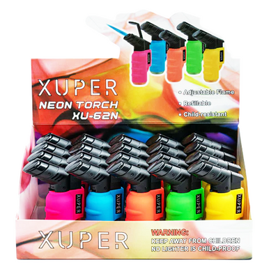 XUPER REFILLABLE BUTANE NEON TORCH DISPLAY 20CT - XU-62N