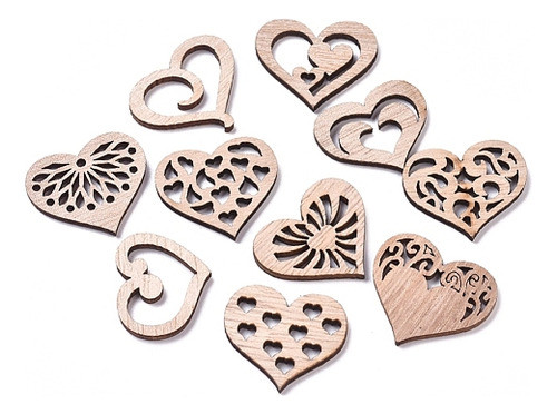 LA CASA DEL ARTESANO 2x Heart-Shaped Wooden Craft Cutouts 28x25mm X50 Units