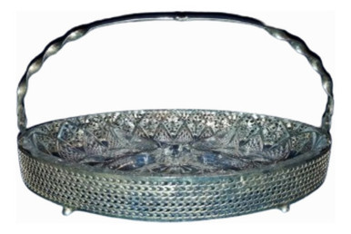 Antique Cut Glass and Platinum Tray