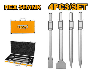 Ingco Set X4 Hexagonal Chisel Points DBC0304375