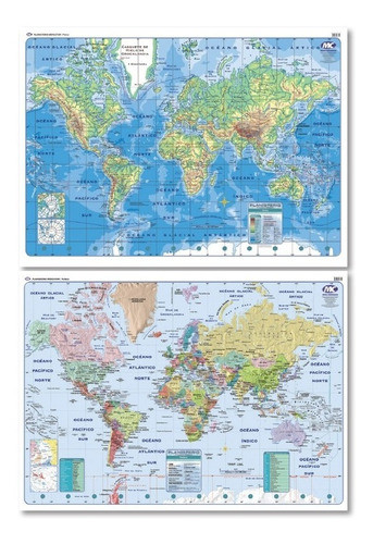 MC Double-Sided Physical Political World Map 95 Cm X 130 Cm