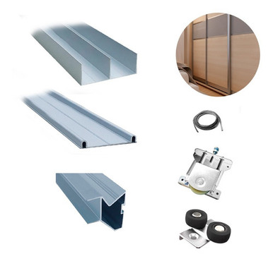 Euro Hard Aluminum Wardrobe Front Kit 3M 2 Doors Anodized