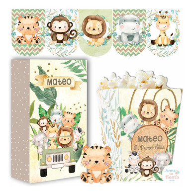 Arma tu Fiesta Printable Jungle Safari Animals Kit Editable Text
