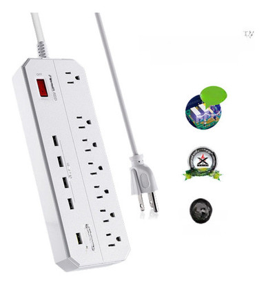 Poweradd 7 Outlet Surge Protector Power Strip with 5 Smart USB Ports