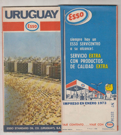 Esso 1973 Uruguay Mapa Desplegable