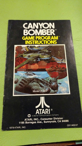 Atari Canyon Bomber Game Manual