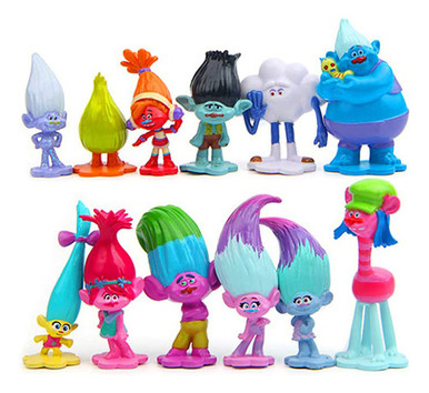 Generic Mini Trolls Action Figures 12-Piece Collectible Doll Set