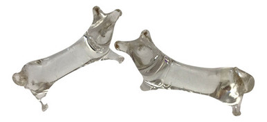 Set Of Two Crystal Dogs