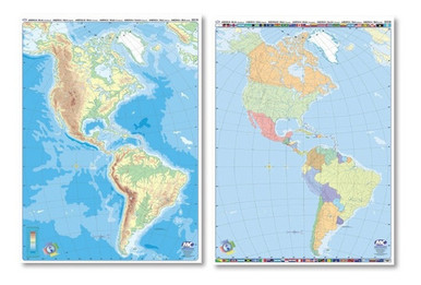 MC Mapa Continente Americano Mudo - Mural Doble Faz (95x130cm)