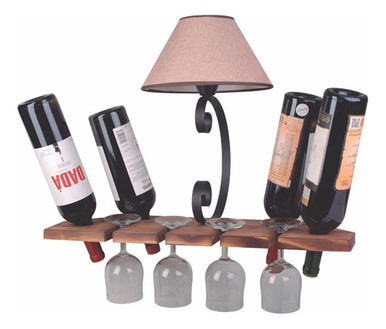 Rustic Corner Wall Wine Rack in Wood and Iron