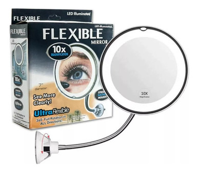 Flexible Mirror Espejo Flexible Con Luz, Ventosa Y Aumento X10