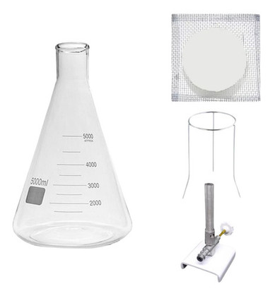Generic Kit with 3,000ml Erlenmeyer, Tripod, Wire Mesh, and Bunsen Burner