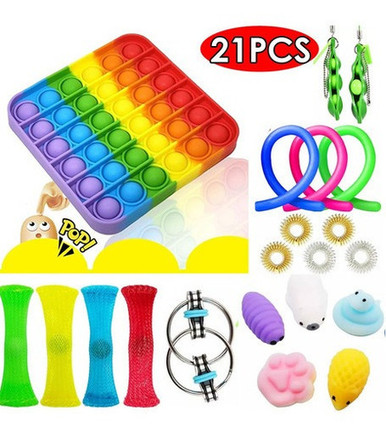 Anti Pressure Toy 21 Piece Fidget Push Pop It Sensory Toy Set