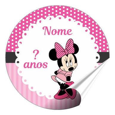 Mix 120 Minnie Mouse Pink Red Stickers Labels 5x5 Cm