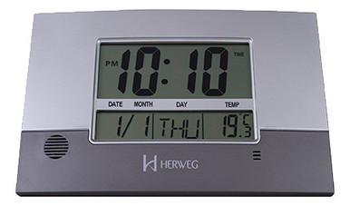 Herweg Digital Wall or Desk Clock with Calendar and Thermometer