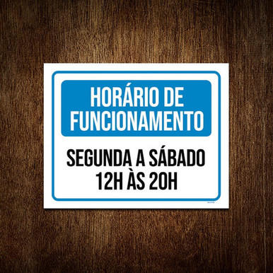 Kit 10 Signage Plates - Operating Hours