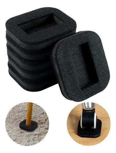 Ezprotekt Felt Furniture Wheel Stoppers - 5.3cm x 3.3cm - 16 Units - Black