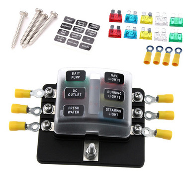Generic Fuse Box with LED Indicator - 10 Fuses of 10T