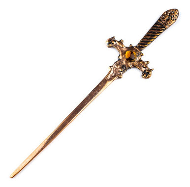 Lua Mística Athame in Antiqued Copper Metal with Yellow Stone - 15 cm