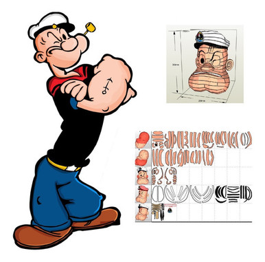 Popeye El Marino Head Papercraft