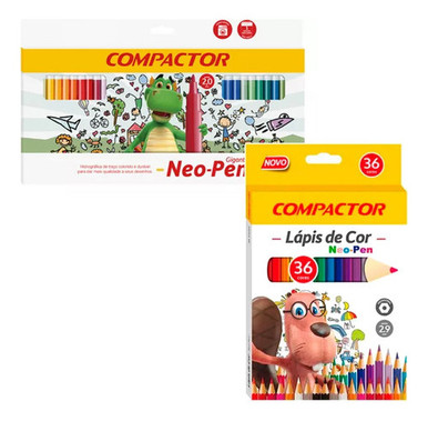 Compactor Neo-Pen Color Pencil and Marker Kit with 36 Colors