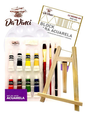 DaVinci Watercolor Set, Block 12 Sheets A4 and Mixing Palette