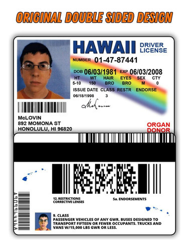 Miami Graphic Solutions McLovin Supercool Driver's License