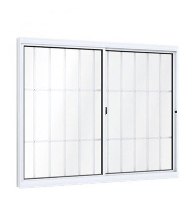 Lucasa Sliding Aluminum Window 100x120cm 2 Panes with Grid and Glass