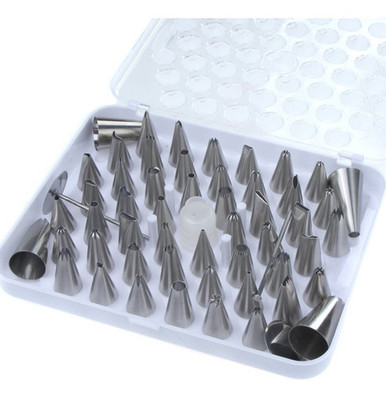 Generic Set of 52 Stainless Steel Piping Nozzles Box